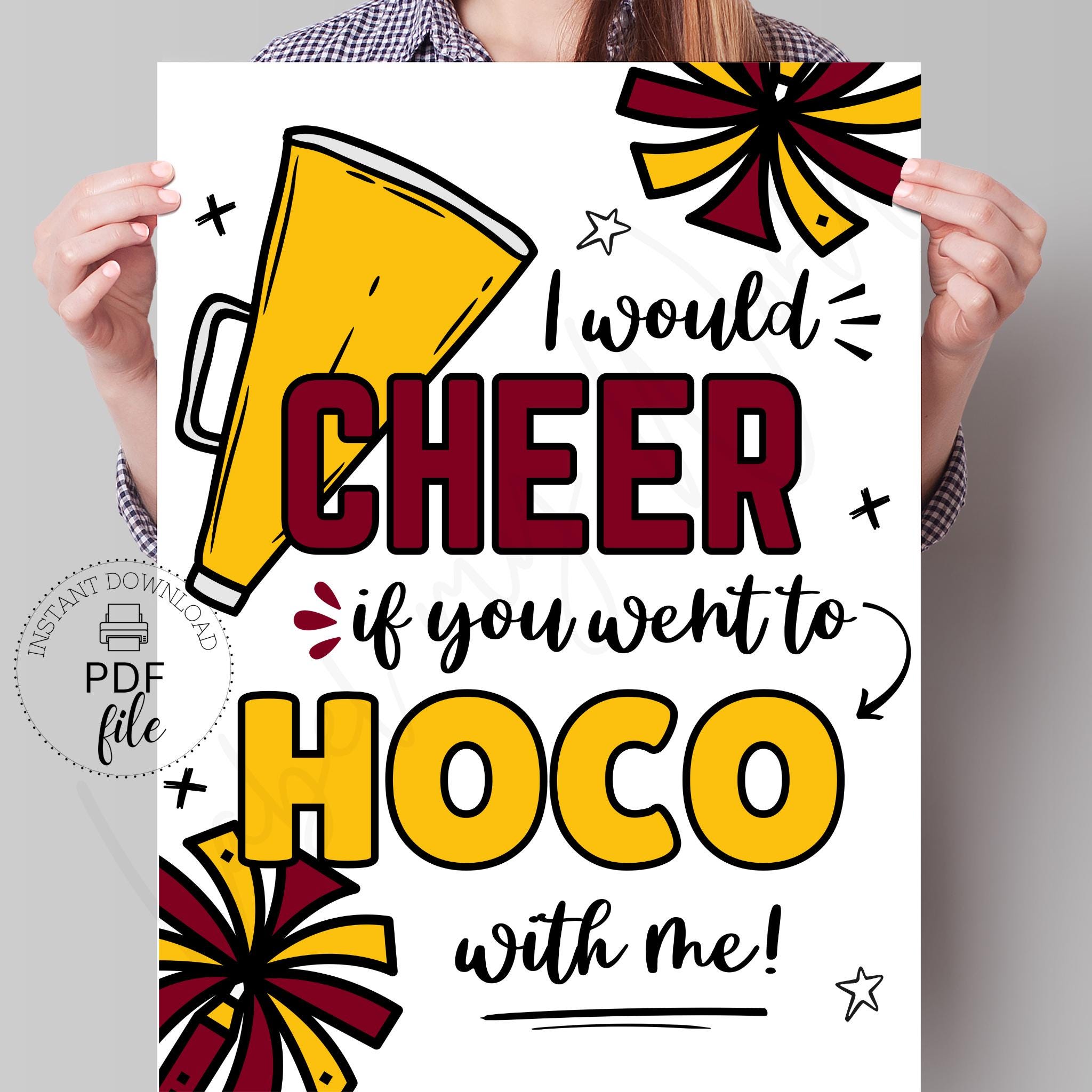 Printable Cheerleader Homecoming Proposal Sign, I Would Cheer If You ...