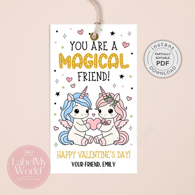Printable Unicorn Valentine Cards, Classroom Magical Unicorn Valentine ...