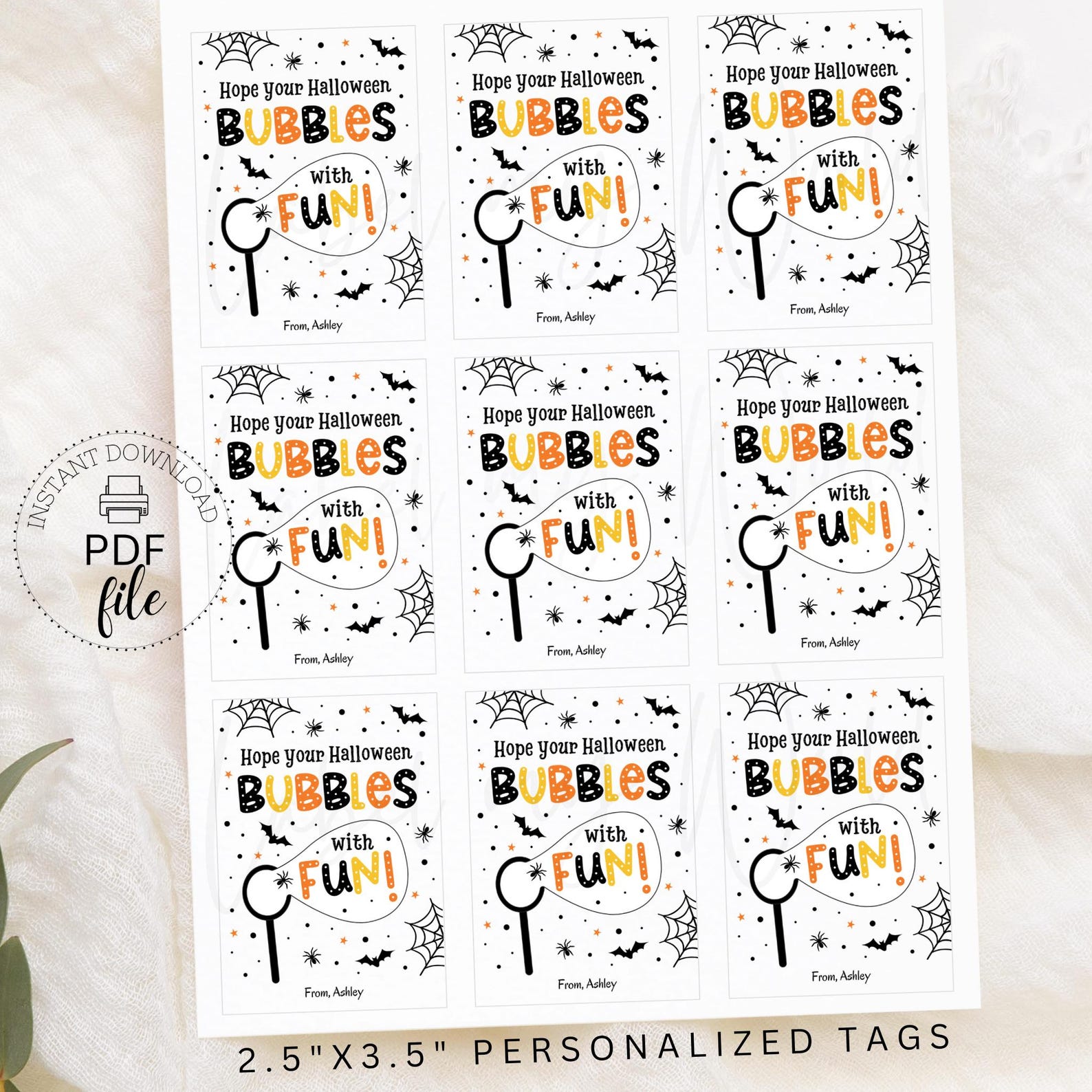 Printable Hope Your Halloween Bubbles With Fun Treat Tag, Personalized ...