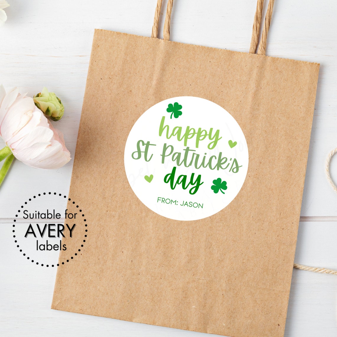 Printable Happy St Patrick's Day Tags, Personalized 2.5" Round Labels ...