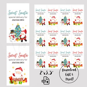 Secret Santa Special Delivery for Customized Gift Tags | Printable ...