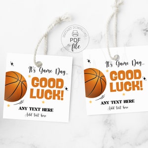 Basketball Good Luck Printable Tags | Personalized Cheer Team Gift Tag ...