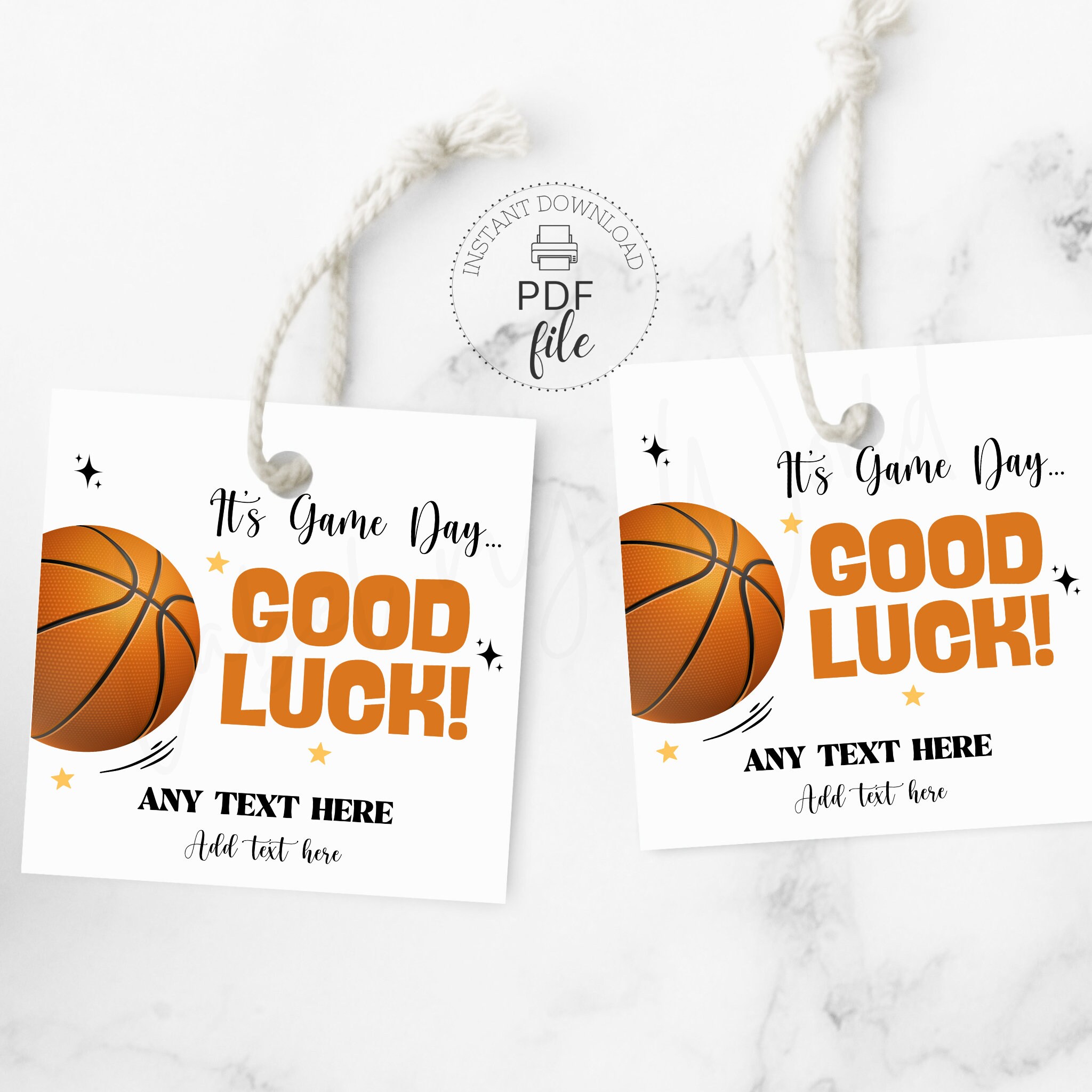 Basketball Good Luck Printable Tags | Personalized Cheer Team Gift Tag ...