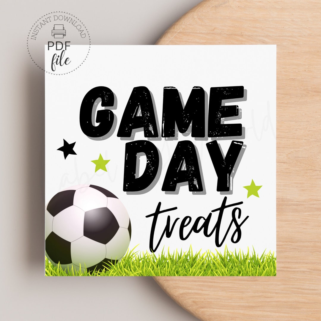 Soccer Game Day Tags | Game Day Treats Soccer Square Gift Tags ...