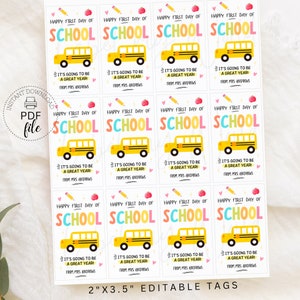 Printable Happy First Day of School Tag, Teacher/classroom Back to ...