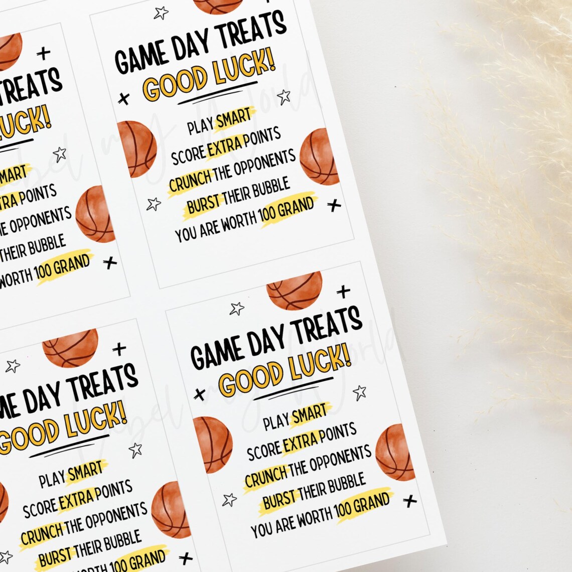 Printable Basketball Candy Treat Bag Tag | Good Luck Gift Tags ...