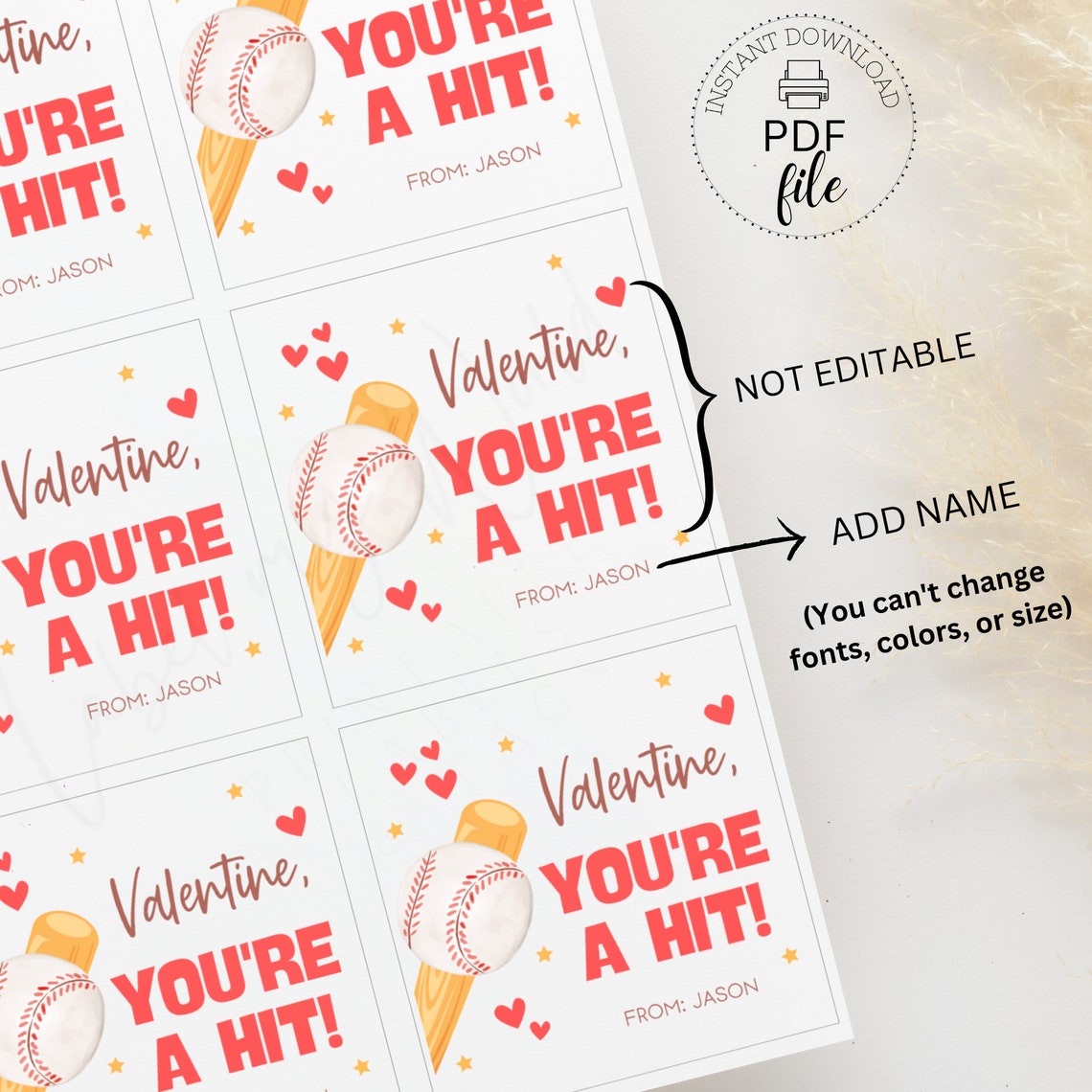 Printable Baseball Valentine Cards | Personalized Kids Valentine's Day ...
