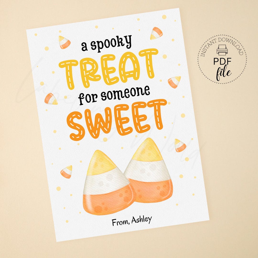 Printable Candy Corn Halloween Treat Tag, Personalized A Spooky Treat ...