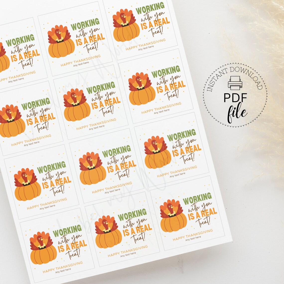 Thanksgiving Appreciation Treat Tag | Printable Working With You is a ...