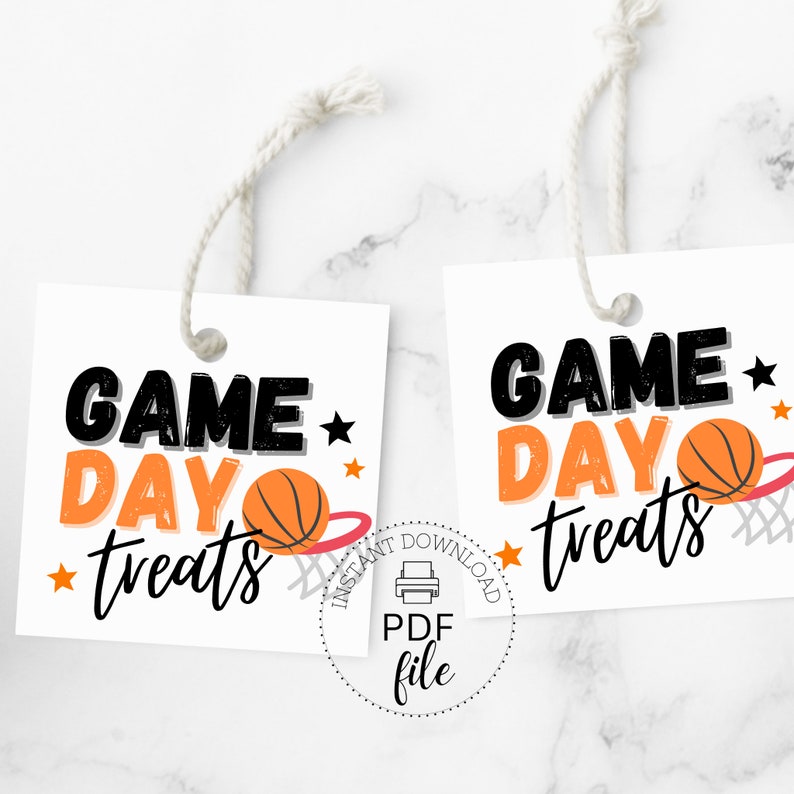 Basketball Game Day Tags Game Day Treats Square Hang Tags Printable ...