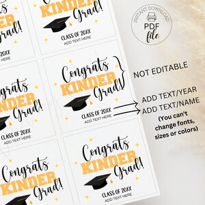 Kindergarten Graduation Gift Tag | Editable Congratulations Kinder ...
