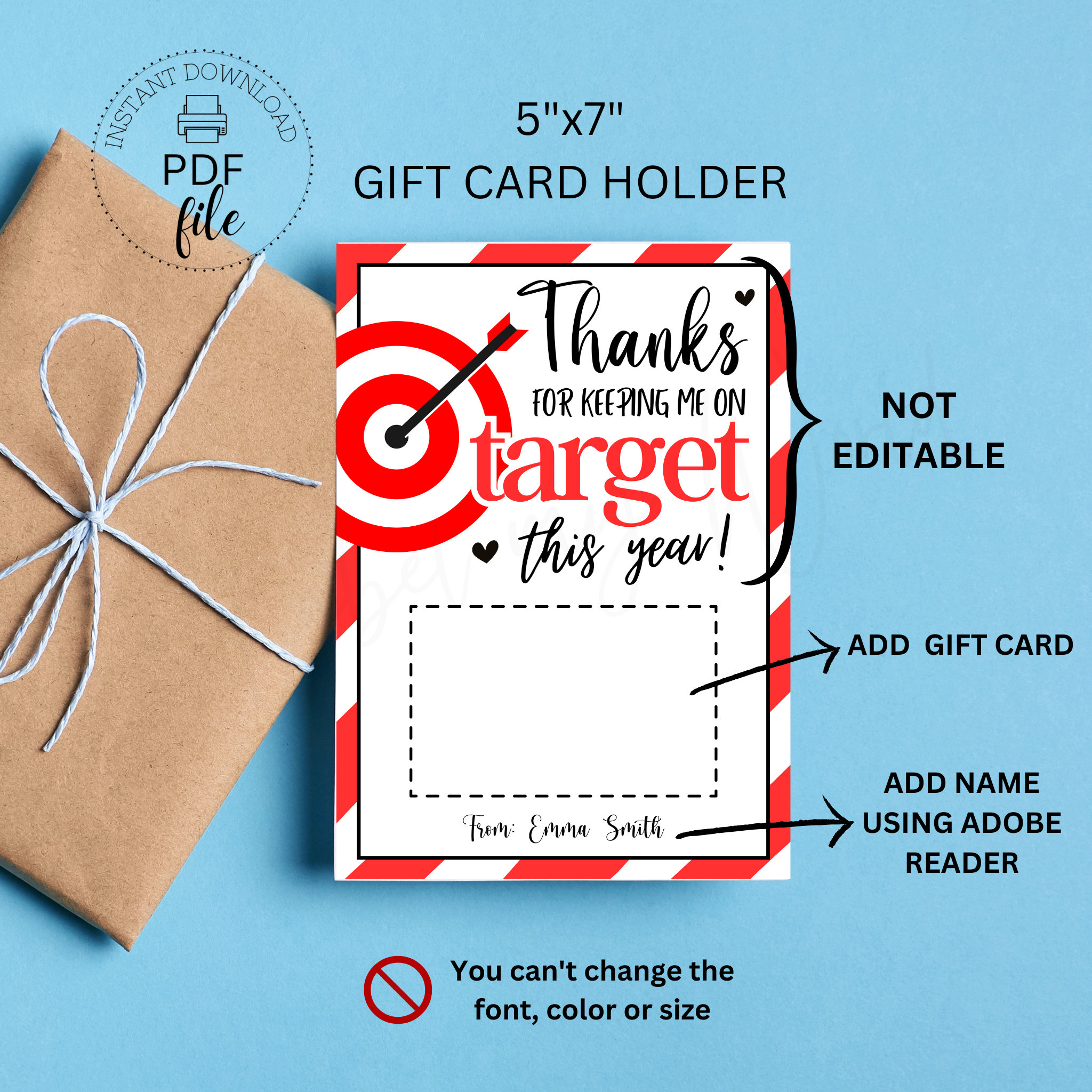 Target Gift Card Holder Template | Printable Thanks for Keeping Me on ...