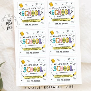 Printable Welcome Back to School Gift Tag, Personalized Teacher ...