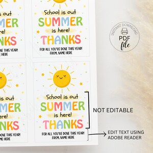Printable School is Out Summer is Here Gift Tag, Personalized Teacher ...