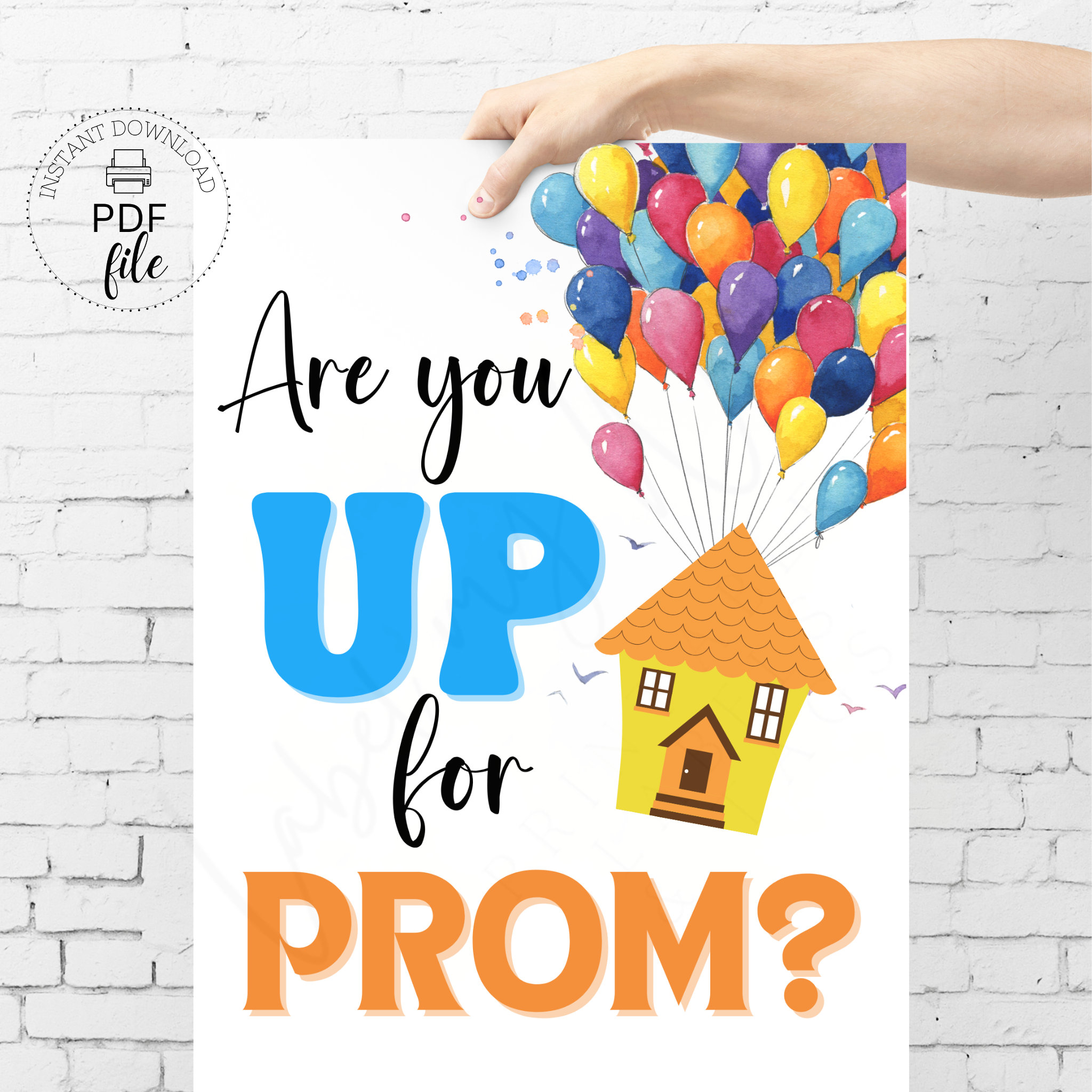 Printable up Balloons PROM Proposal Sign | Are You up for Prom? Poster ...