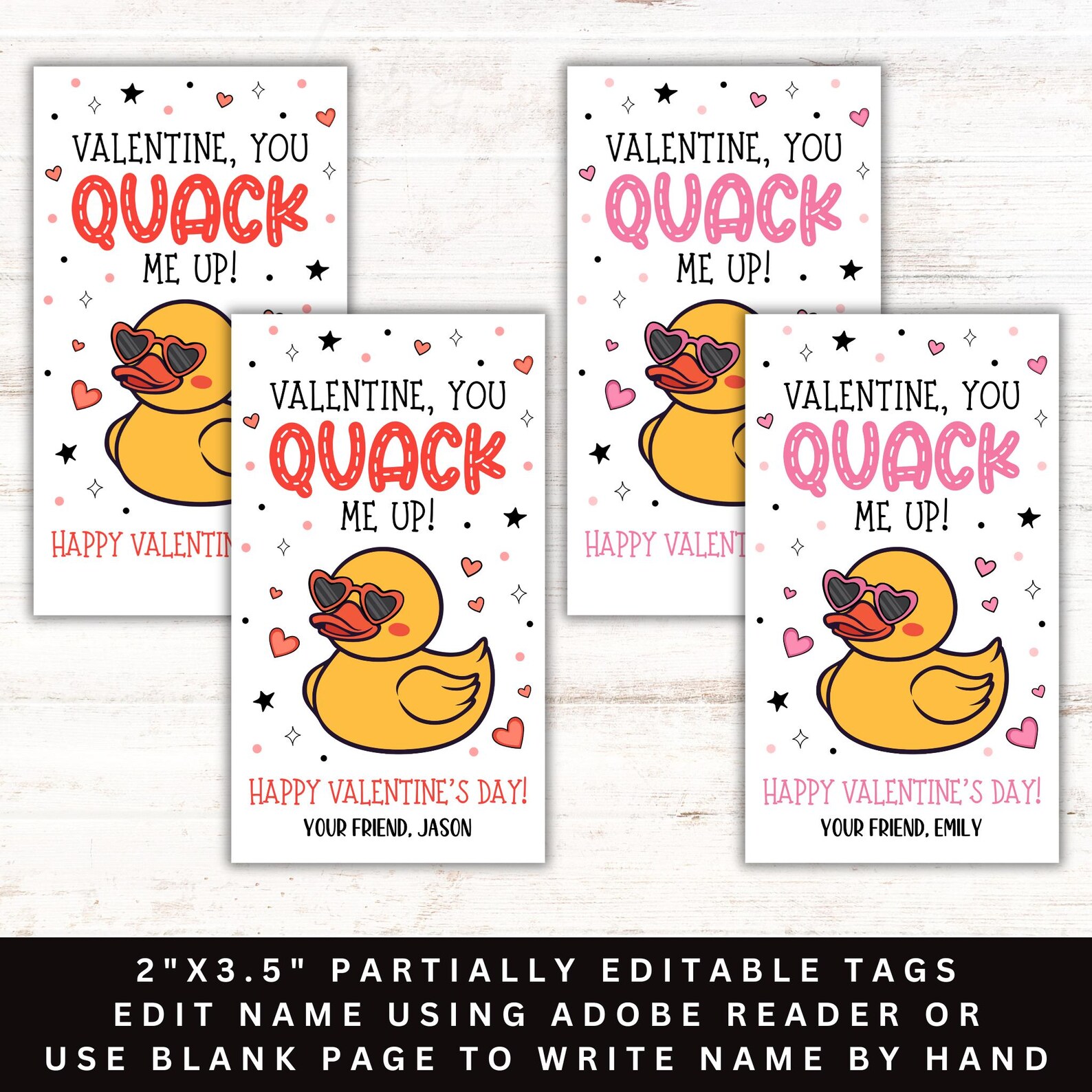 Rubber Duck Valentine Gift Tag, You Quack Me up Valentine's Day Cards ...