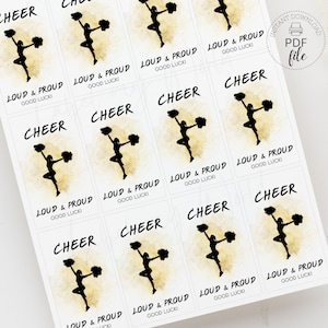 Printable Cheerleading Team Good Luck Gift Tags, Personalized Cheer ...