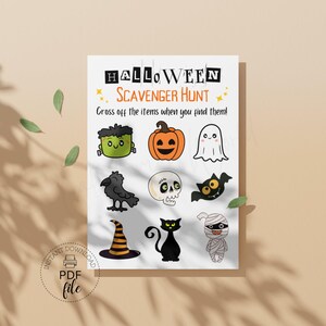 Printable Halloween Scavenger Hunt for Toddlers, House/classroom Kids ...