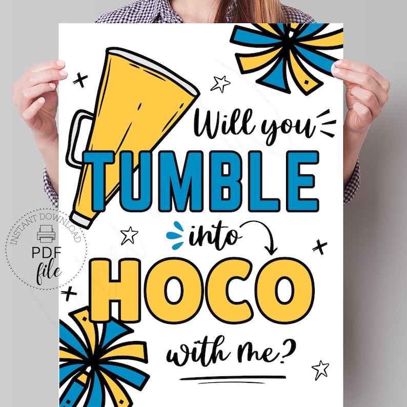 Printable Cheerleader Dance Gymnastics Hoco Proposal Sign, Will You ...