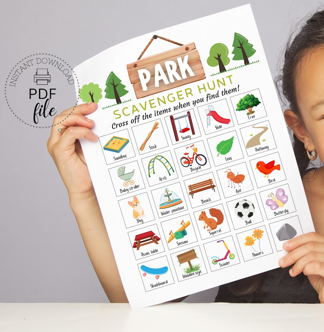 Printable Park Scavenger Hunt, Outdoor Nature Treasure Hunt for Kids ...