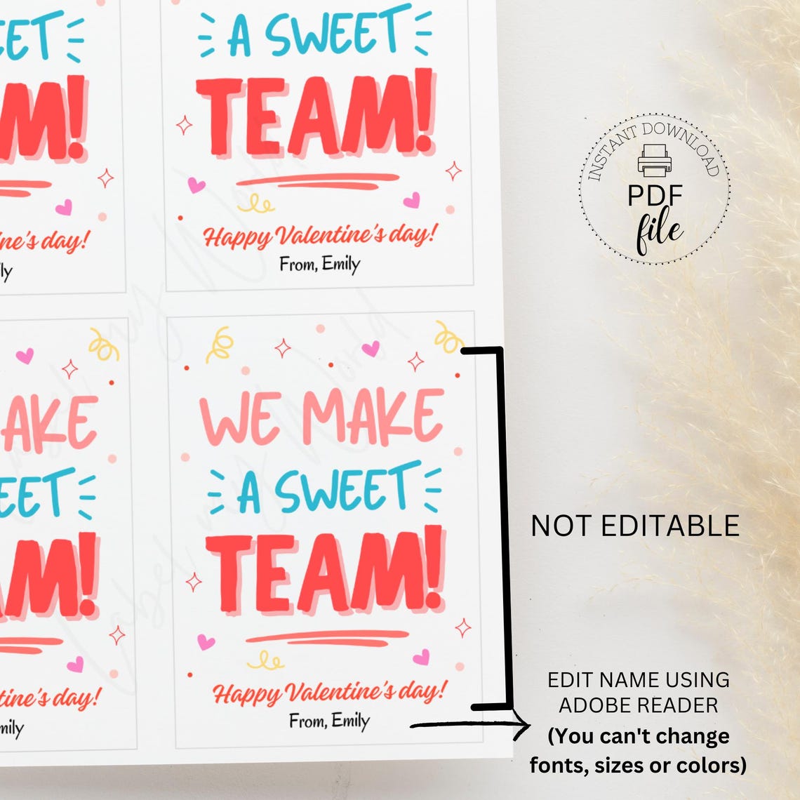 Printable We Make a Sweet Team Gift Tag, Personalized Happy Valentine's ...