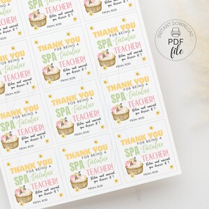 Thank You for Being Spa-tacular Gift Tag | Printable Teacher/nurse ...