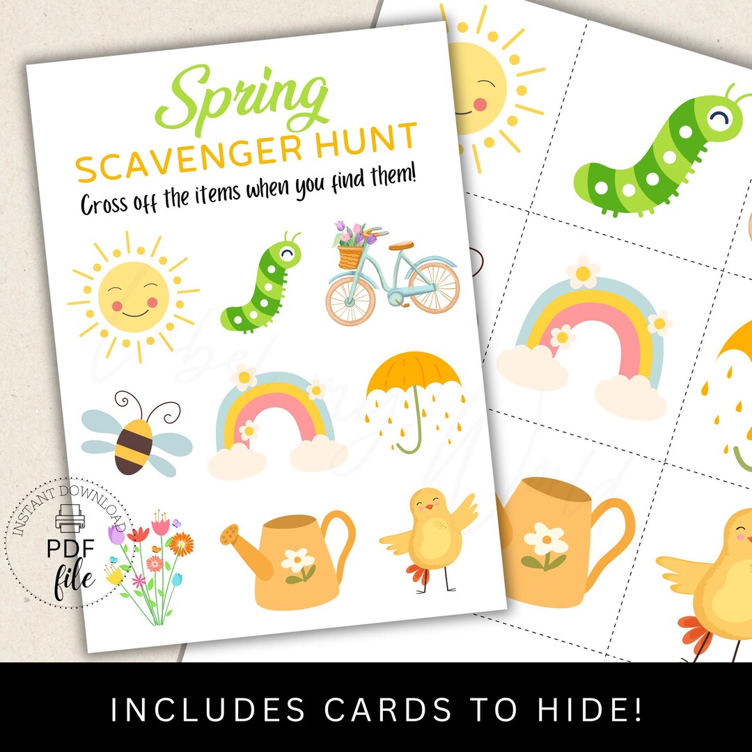 Printable Spring Scavenger Hunt for Toddlers, House/classroom Little ...