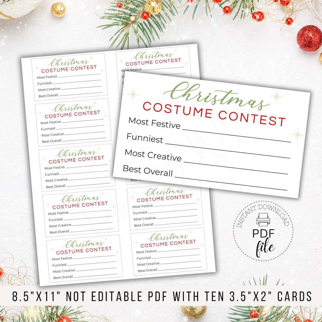 Printable Christmas Costume Contest Ballot, Christmas Party Costume ...