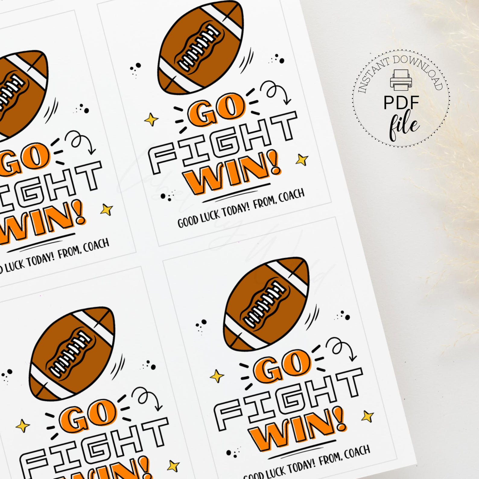 Printable Football Game Day Snacks Tag, Go Fight Win Treat Tags, 10 ...