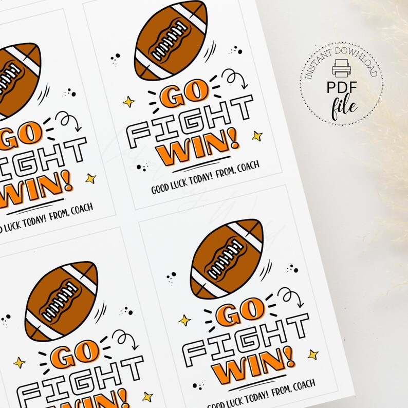 Printable Football Game Day Snacks Tag, Go Fight Win Treat Tags, 10 ...