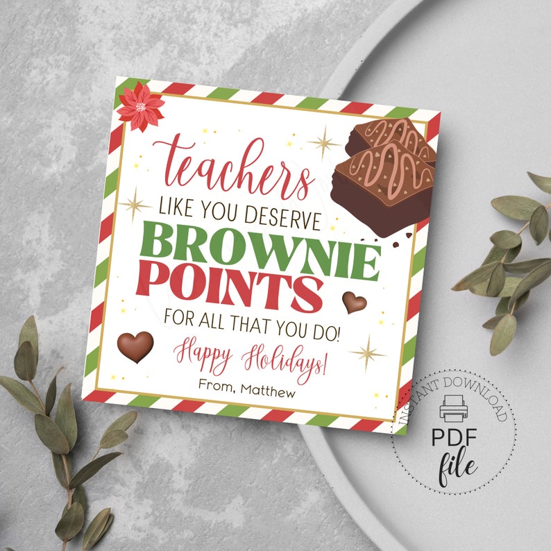 Chocolate Brownie Christmas Gift Tag | Printable Teachers Like You ...