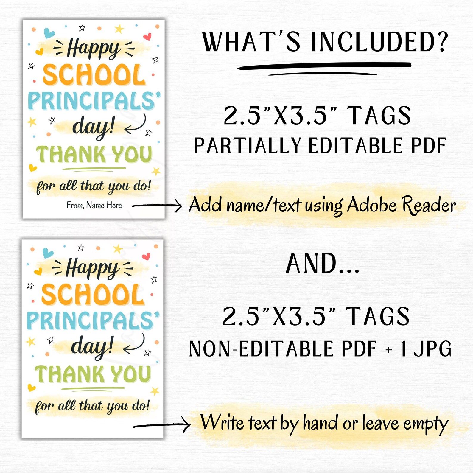Printable Happy School Principals Day Gift Tag, Personalized Thank You ...