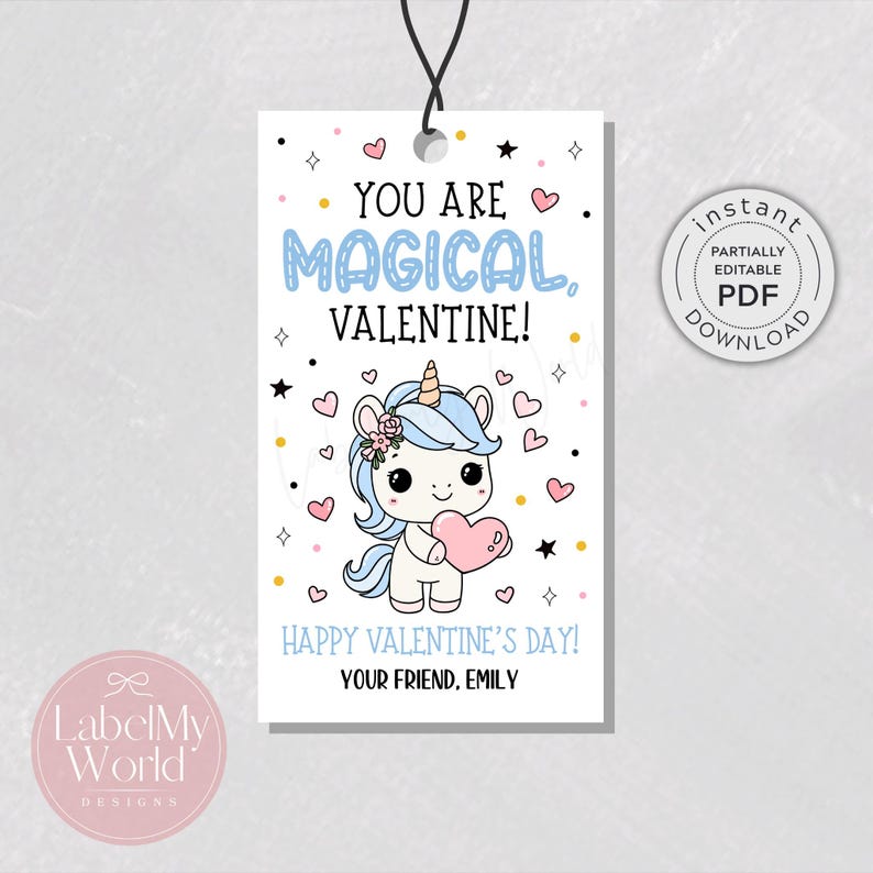 Printable Unicorn Valentine Cards, Classroom Magical Unicorn Valentine ...