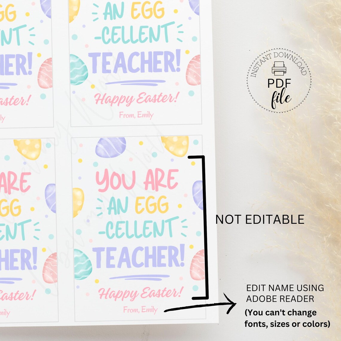 Printable You Are an Egg-cellent Teacher Gift Tag, Personalized Happy ...