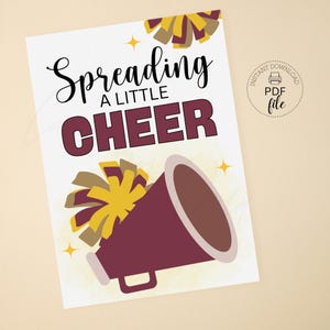 Printable Maroon & Gold Spreading a Little Cheer Tags, Cheerleading ...