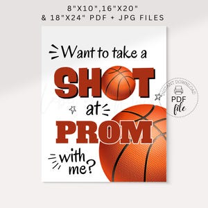 Printable Basketball Promposal Sign, Want to Take a Shot at Prom ...