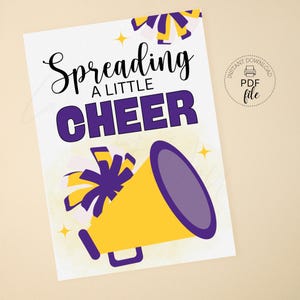 Printable Purple & Yellow Spreading a Little Cheer Tags, Cheerleading ...