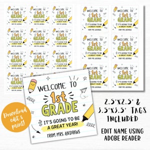 Printable Welcome to First Grade Gift Tag, Personalized Teacher ...
