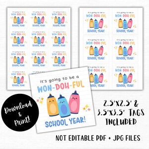Printable Back to School Play Dough Gift Tag, It's Going to Be a Won ...
