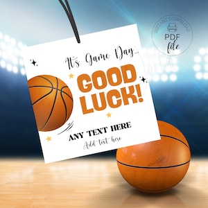 Basketball Good Luck Printable Tags | Personalized Cheer Team Gift Tag ...