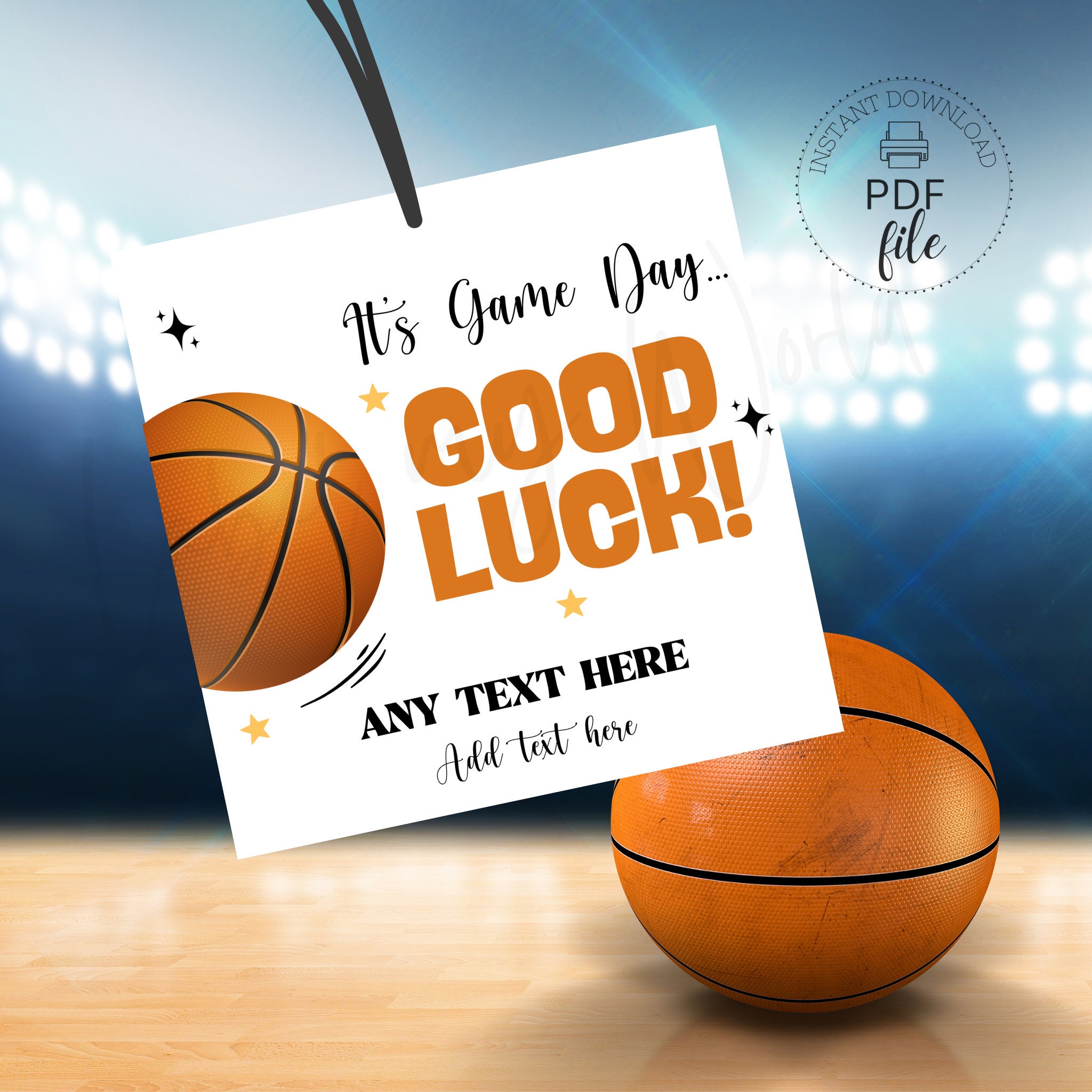 Basketball Good Luck Printable Tags | Personalized Cheer Team Gift Tag ...
