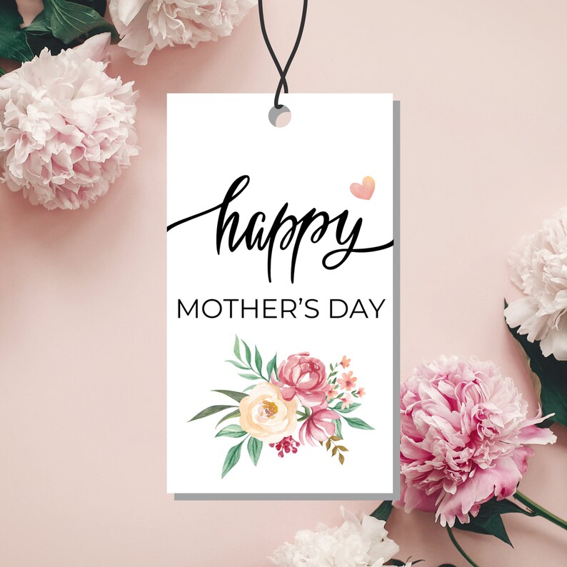 Happy Mother's Day Printable Gift Tag Mother's Day Floral Template Tag ...