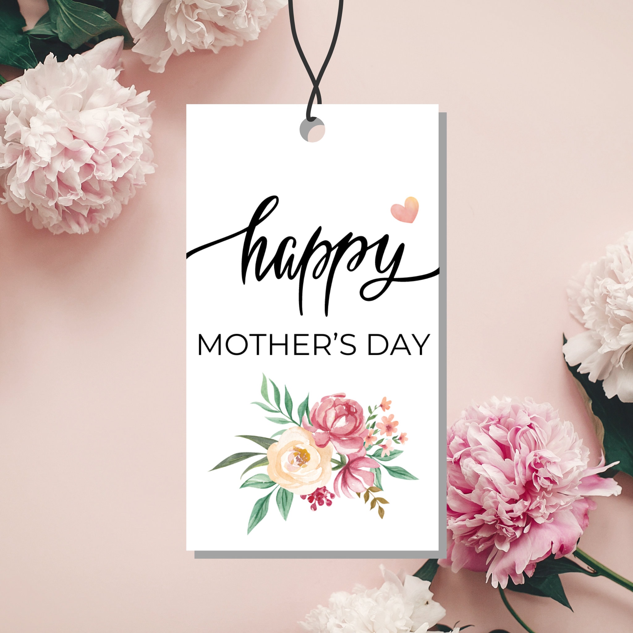 Happy Mother's Day Printable Gift Tag Mother's Day Floral Template Tag ...