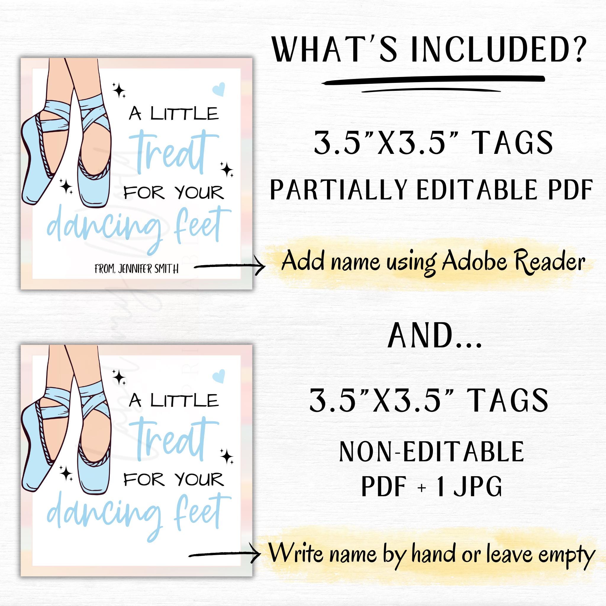 Printable Ballet Dancer Gift Tag, A Little Treat for Your Dancing Feet ...