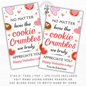 Printable Valentine Cookies Gift Tag, Personalized No Matter How the ...