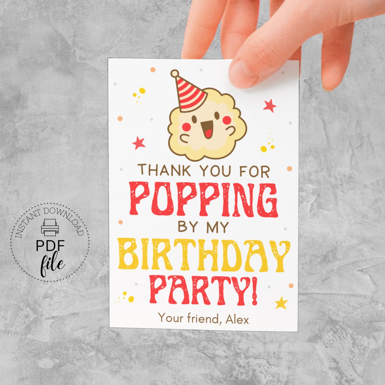 Thank You for Popping by My Birthday Party Popcorn Favor Tags (PDF +JPG ...