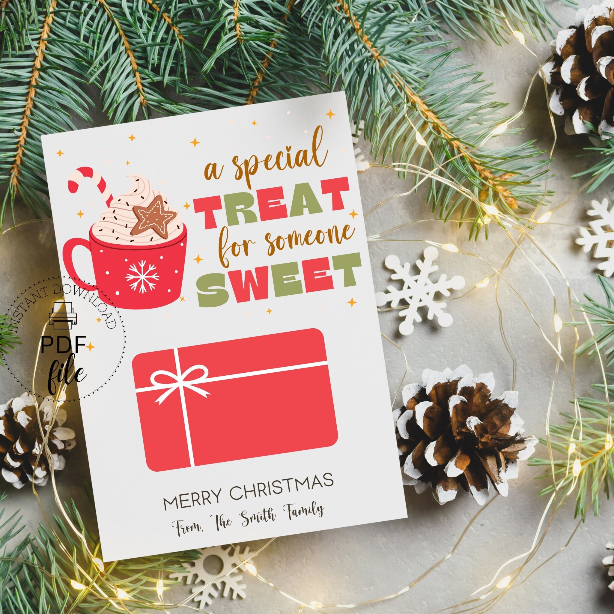 Christmas Gift Card Holder Template | Printable A Special Treat for ...