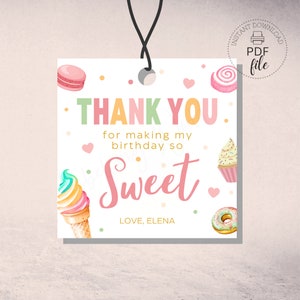 Printable Thank You Birthday Party Favor Tag | Personalized Thanks for ...
