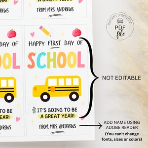 Printable Happy First Day of School Tag, Teacher/classroom Back to ...