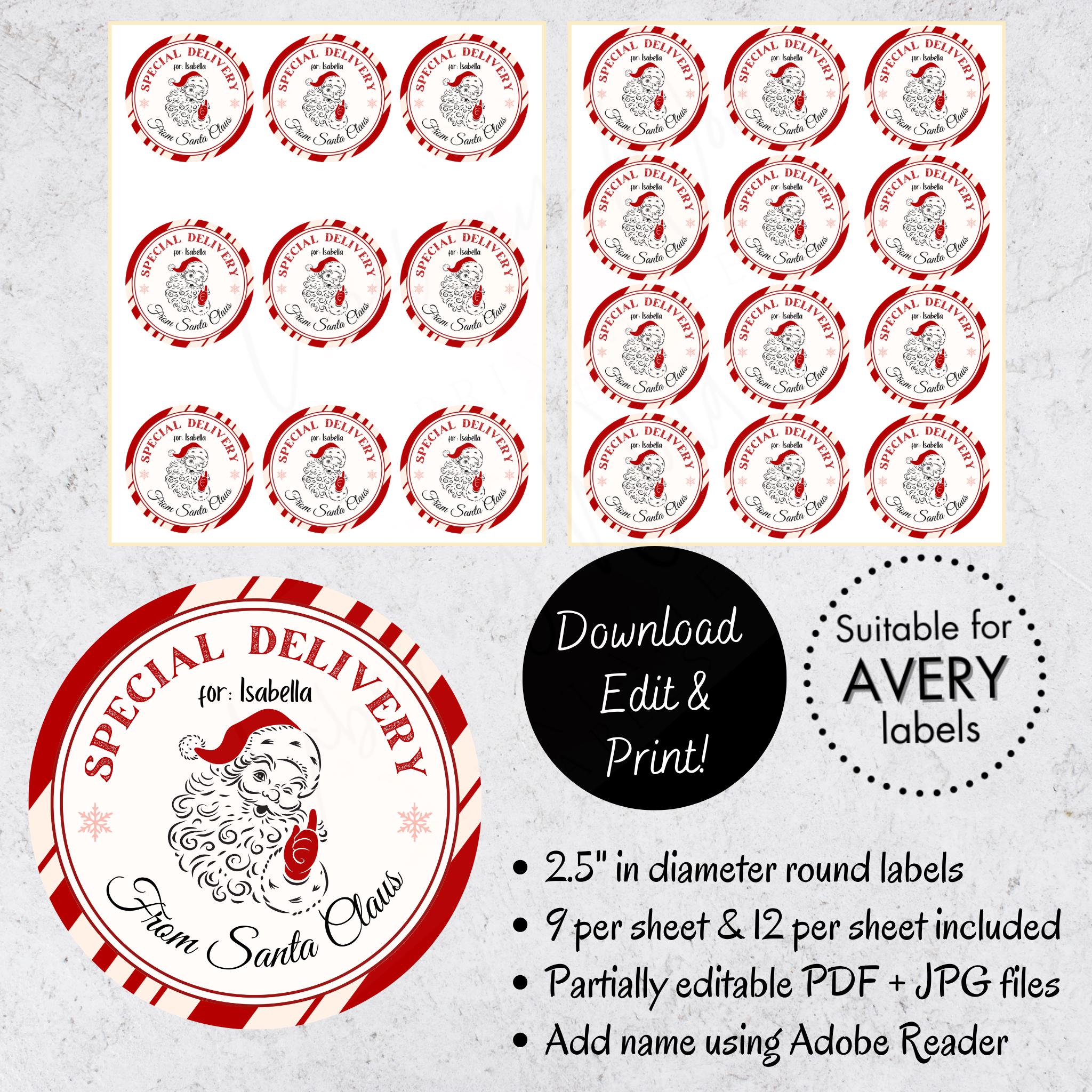 Printable Santa Claus Stickers, Personalized North Pole Special ...